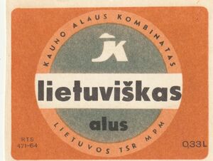 Drink Label: Lietuviskas alus (Kauno Alus, Lithuania(Made in UdSSR) Col ...