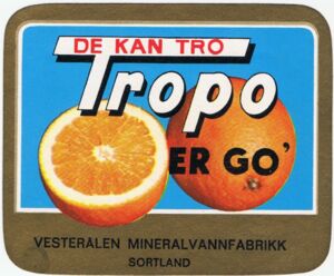 Drink Label: Tropo (Vesterålens Mineralvannfabrikk, NorwayCol:NO-SODA ...
