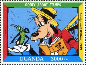 Stamp: Goofy and Wilbur the grasshopper (Uganda(Disney - The 60th ...