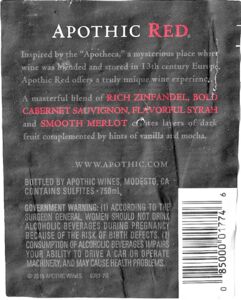 Drink Label: Apothic Red (Apothic Wines, United States of AmericaCol:US ...