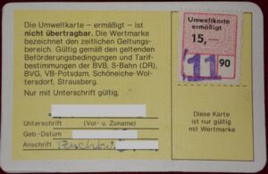 Transport Ticket: Umweltkarte (BVB - Berliner Verkehrsbetriebe Ost ...