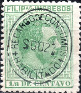Stamp: Alfonso XII (Philippines(Recargo de Consumos - overprints on ...