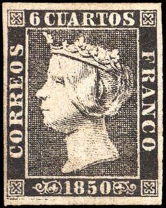 Stamp: Queen Isabel II (Spain(Queen Isabel II) Mi:ES 1I,Sn:ES 1b,Yt:ES ...