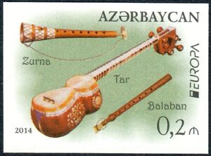 Stamp: Musical Instruments - Zurna, Tar and Balaban (Azerbaijan(Europa ...