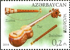 Stamp: Musical Instruments - Zurna, Tar and Balaban (Azerbaijan(Europa ...