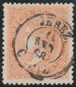 Stamp: Queen Isabel II (Spain(Queen Isabel II) Mi:ES 82b,Sn:ES 90a,Yt ...