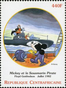 Stamp: Mickey Mouse and the submarine pirate, July 1982 (Central ...