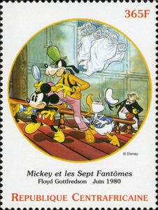 Stamp: Mickey Mouse and the seven ghosts, June 1980 (Central African ...