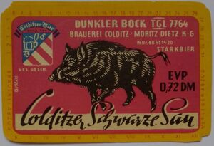 Drink Label: Colditzer Schwarze Sau (VEB Brauerei Colditz (im GK ...