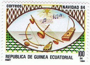 Stamp: Musical instruments (Equatorial Guinea) (Christmas 1984) Mi:GQ ...