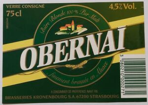 Drink Label: Obernai (Brasseries Kronenbourg, FranceCol:FR-BEER-000265