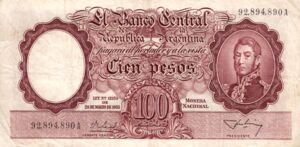 Banknote: 100 Pesos (Argentina(1942-1957 (ND) "Ley 12.155 / 28.03.1935 Issue) Wor:P-267b.5