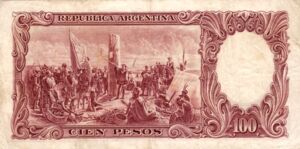 Banknote: 100 Pesos (Argentina(1942-1957 (ND) "Ley 12.155 / 28.03.1935 Issue) Wor:P-267b.5