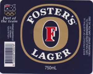 Drink Label: Foster's Lager (Foster's Group, AustraliaCol:AU-BEER-000143