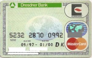 Bank Card: Dresdner Bank (Dresdner Bank, Germany, Federal RepublicCol ...