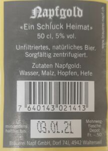 Drink Label: Napf Gold (Brauerei Napf, SwitzerlandCol:CH-BEER-002785