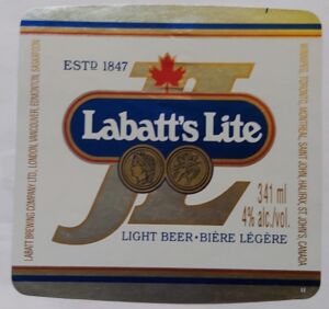 Drink Label: Labatts Lite (Labatt Brewing Co., CanadaCol:CA-BEER-000097