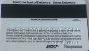 Bank Card: Equitable (Equitable Bano of Delaware, United States of ...