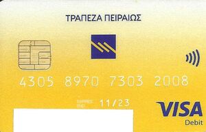 Bank Card: Piraeus Bank Visa Debit (Piraeus Bank, GreeceCol:GR-VI-0058.10