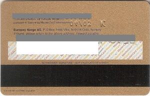 Bank Card: Eurocard Gold (Europay Norge AS, NorwayCol:NO-MC-0028