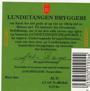 Drink Label: Pils (Aass Brewery, NorwayCol:NO-BEER-000372