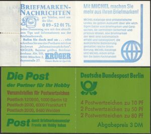 Stamp: 3 DM Stamp Booklet (Berlin(Strongholds and Castles) Mi:DE-BE ...