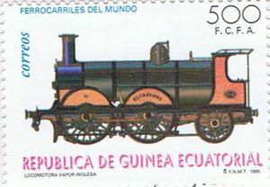 Stamp: English steam locomotive (Equatorial Guinea(Trains in the world ...