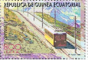 Stamp: Swiss Automotive Track (Equatorial Guinea(Trains in the world ...