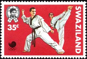 Stamp: Taekwondo (Swaziland(Summer Olympic Games 1988 - Seoul) Mi:SZ ...