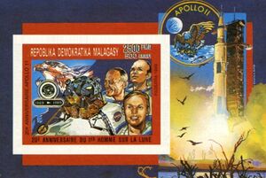 Stamp: Crew from Apollo 11 (Madagascar(20 Years Man on the Moon) Mi:MG ...