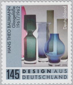 Stamp: Art glass by Theo Baumann (Germany, Federal Republic(Design in ...