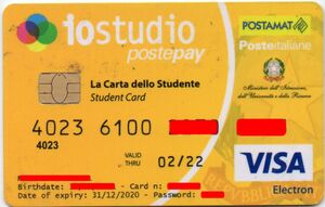 Bank Card: Io studio - Carta dello studente (Poste Italiane, ItalyCol ...