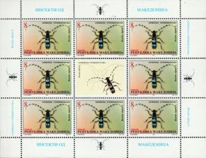 Stamp: Alpine longhorn beetle (Rosalia alpina) (North Macedonia ...