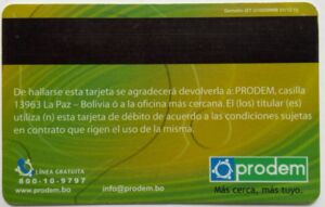 Bank Card: Tarjeta Inteligente (Banco Prodem, BoliviaCol:BO-GM-0003