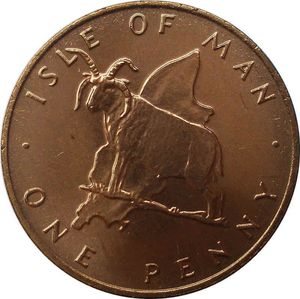 钱币: 1 Penny (Manx Loaghtyn) (马恩岛(1971~1984 - Elizabeth II (1st Portrait ...