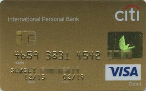 Bank Card: International Personal Bank (Citibank, United Kingdom of ...