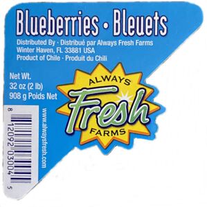 Food Label: Fresh Farms Blueberries (Always Fresh Farms, United States ...