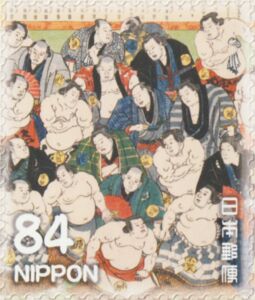 Stamp: Sumo Wrestling Woodblocks, Utagawa Yoshiiku (Japan(Japanese ...
