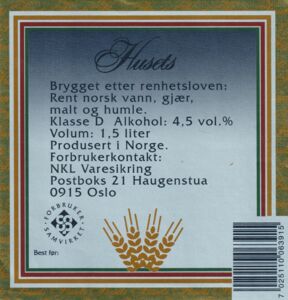 Drink Label: Husets 1,5 (Aass Brewery, NorwayCol:NO-BEER-000486