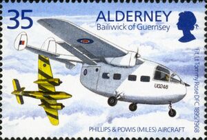 Stamp: Miles Aerovan & Miles Monitor (Alderney(Birth Centenary of Tommy ...
