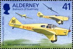 Stamp: Miles Falcon Six (Alderney(Birth Centenary of Tommy Rose) Mi:GG ...