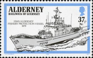 Stamp: HMS Alderney (patrol vessel), 1979 (Alderney(Royal Naval Ships ...
