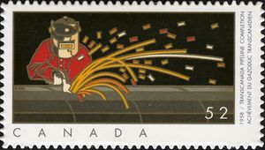 Stamp: Welder welding TransCanada Pipeline (Canada(Oil & Gas Industry ...