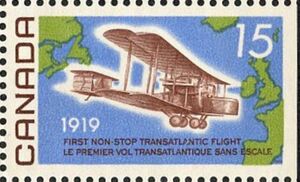 Stamp: 50th Anniversary of First Non-stop Transatlantic Flight (Canada ...