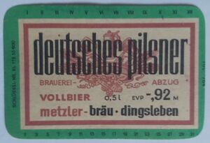 Drink Label: Deutsches Pilsner Vollbier (Metzler Bräu Dingsleben ...