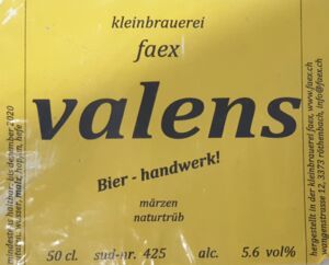 Flaschenetikett: Valens (Märzen) (Kleinbrauerei Faex, SchweizCol:CH ...