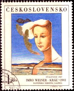 Stamp: Waiting, by Imro Weiner-Kral (1967) (Czechoslovakia) (Art) Mi:CS ...