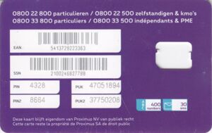 Phonecard: Proximus Nano SIM Card (Proximus (Belgacom Mobile), Belgium ...