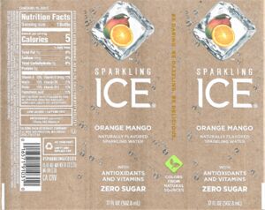 Etiqueta de bebida: Sparkling Ice Orange Mango (Talking Rain Beverage ...