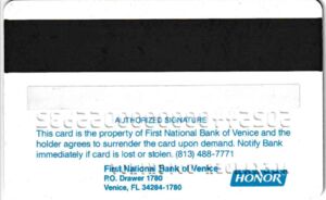 Bank Card: First National Bank of Venice (First National Bank of Venice ...